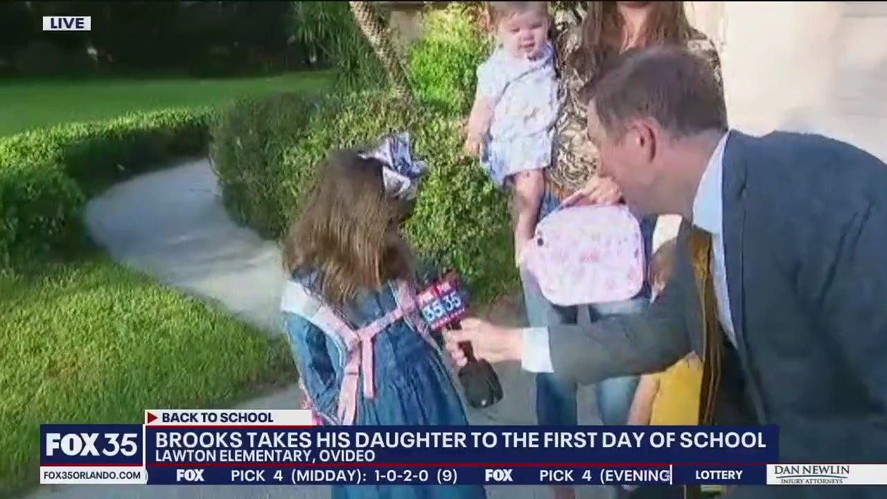 Brooks Garner takes daughter to her first day of school | FOX 35 Orlando