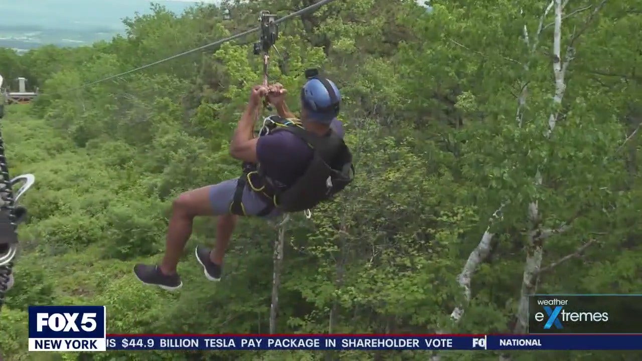 NYC meteorologist does the longest zipline in America | FOX 5 New York