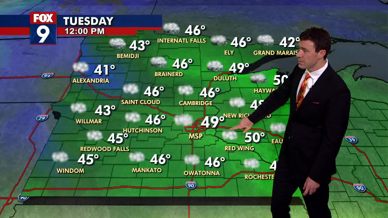 MN weather: Showers fade, temps slide Tuesday | FOX 9 Minneapolis-St. Paul