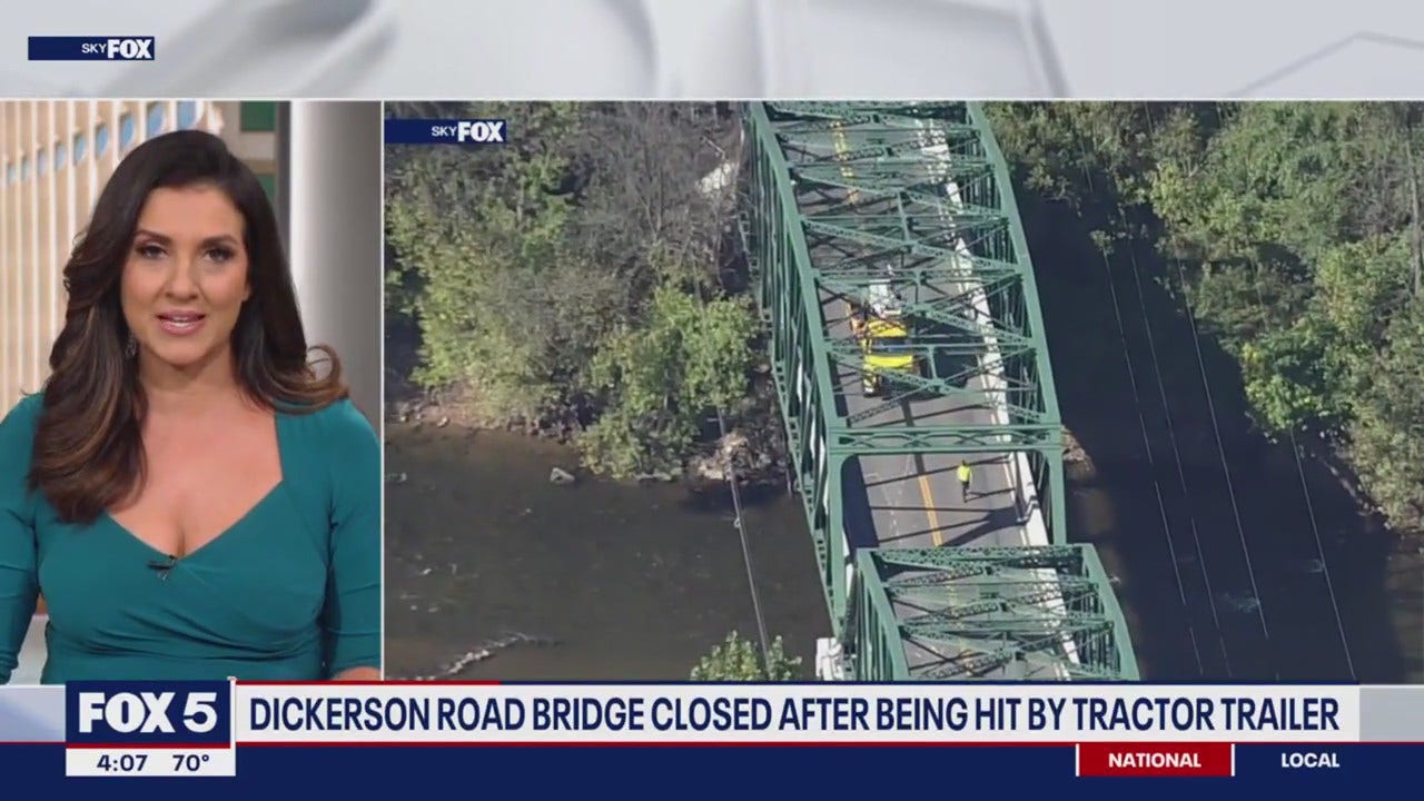 Dickerson Road Bridge closed after being hit by tractor trailer | FOX 5 DC
