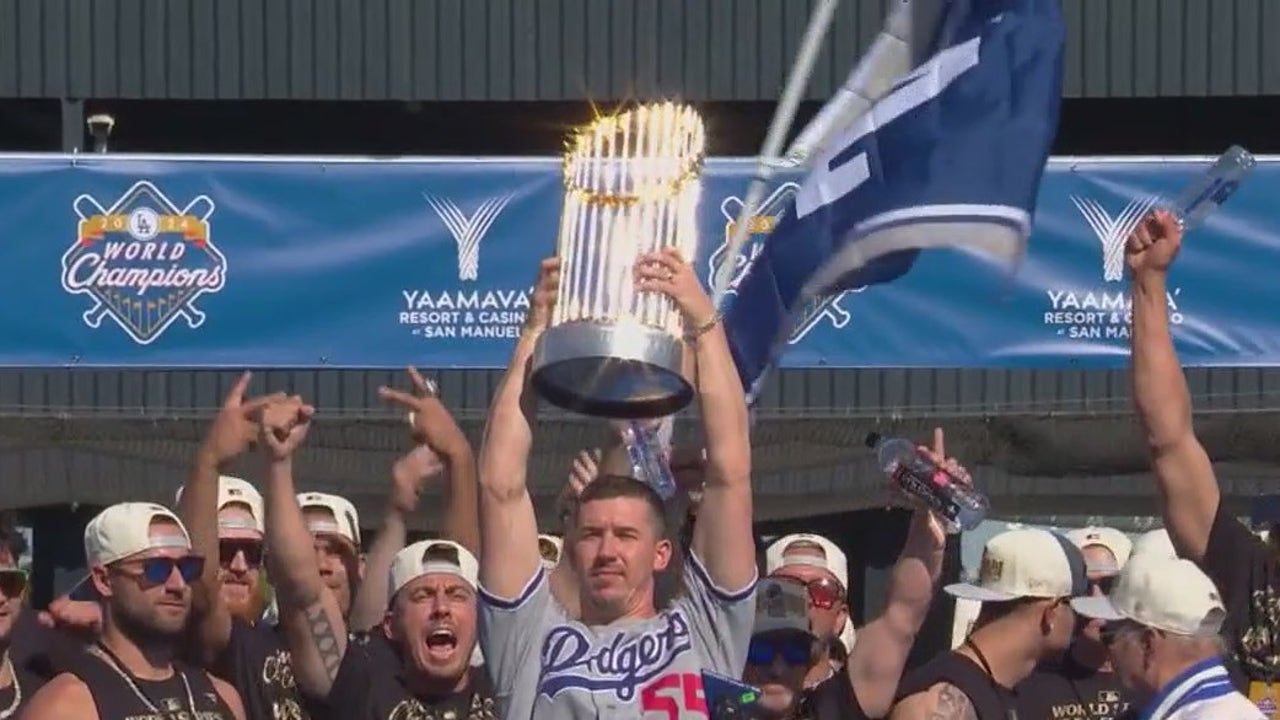 Walker Buehler celebrates with World Series trophy | FOX 11 Los Angeles