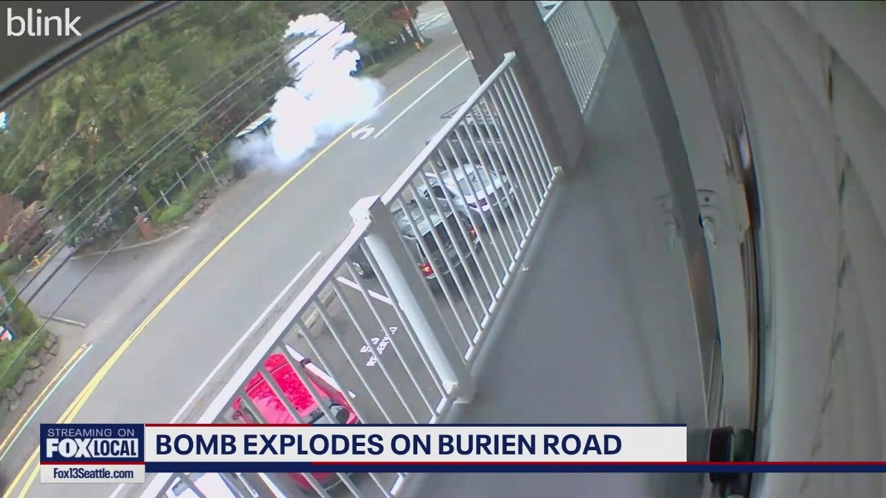 Video shows bomb exploding on Burien road | FOX 13 Seattle