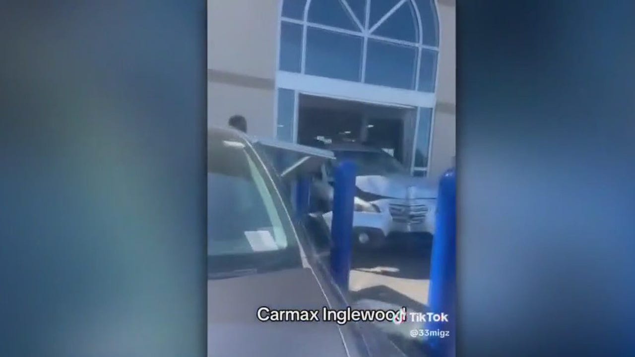 8 hurt after man crashes into Inglewood CarMax | FOX 11 Los Angeles