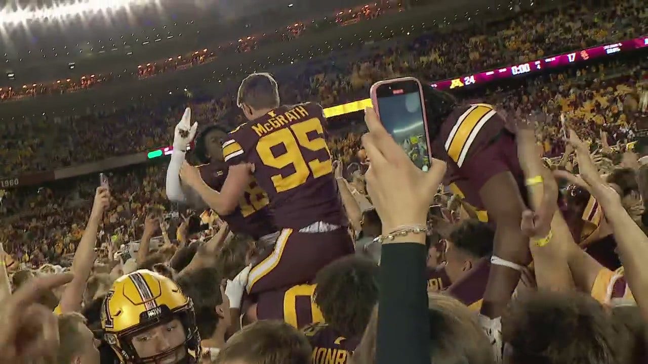 Gophers fans storm the field after upset win over USC | FOX 9 ...
