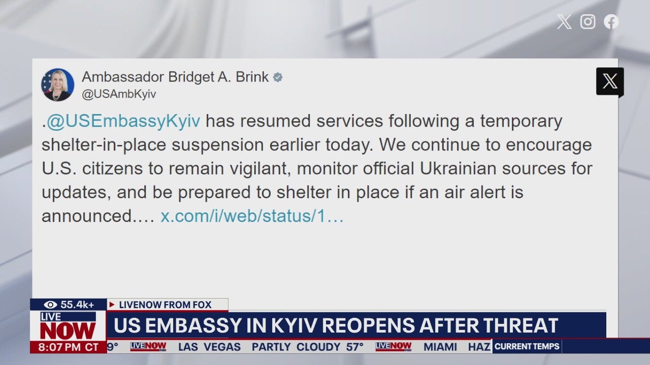 US Embassy in Kyiv reopens after threat of attack | LiveNOW from FOX