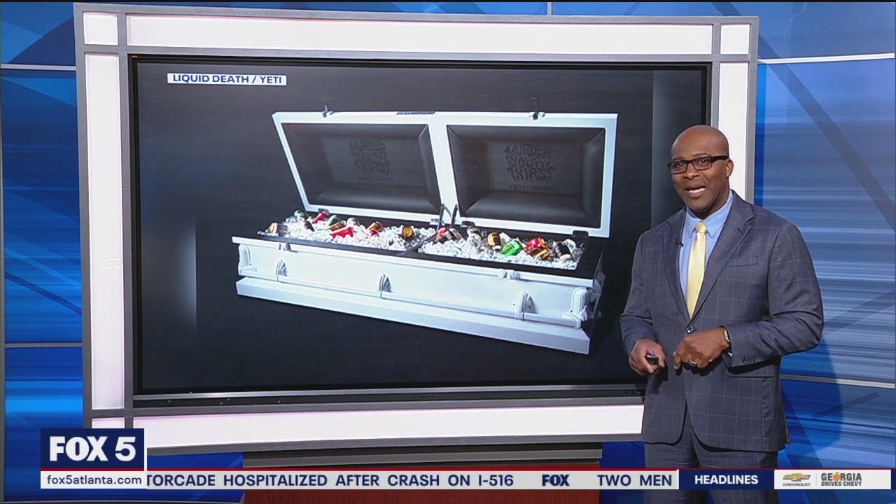 Liquid Death and Yeti make casket cooler | FOX 5 Atlanta
