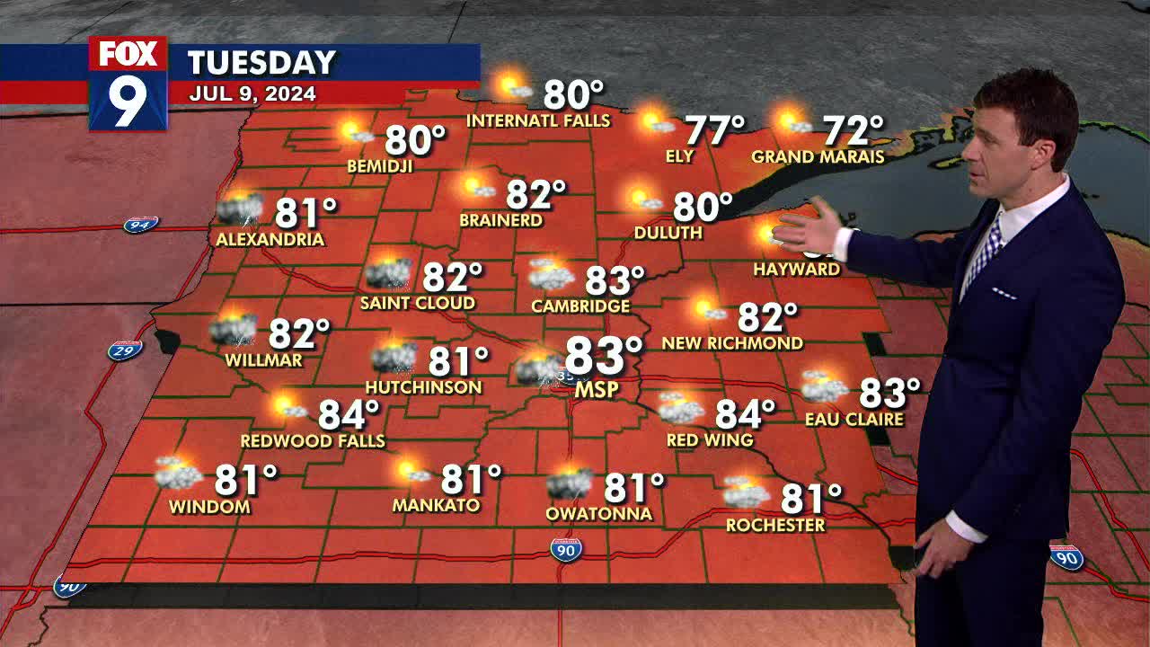 Mn Weather Warm Sunshine Isolated Storms Tuesday Fox 9 Minneapolis