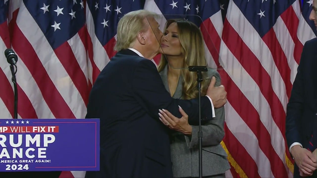 Trump, Melania share kiss during early victory speech | FOX 5 Atlanta