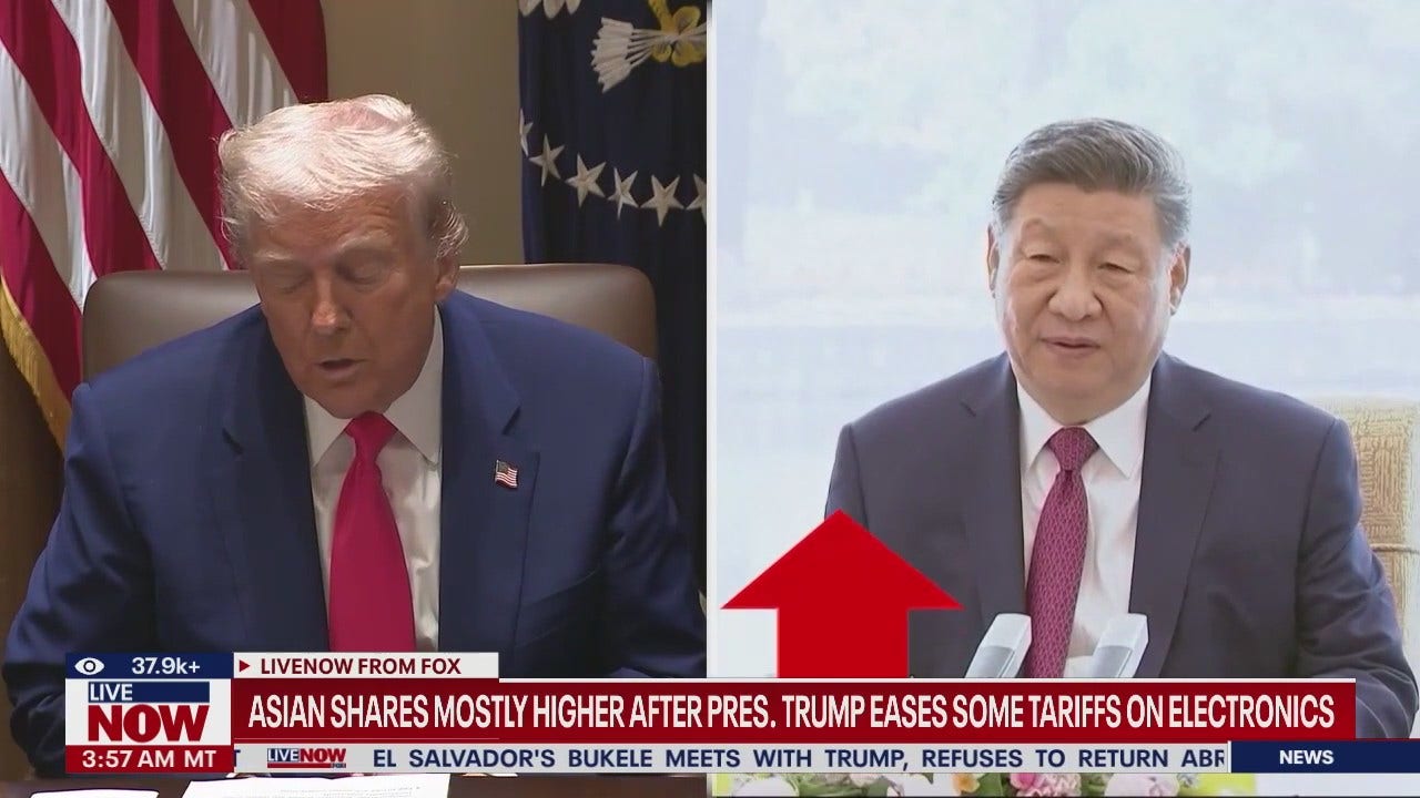 Asian shares higher as Trump eases electronic tariffs | LiveNOW from FOX
