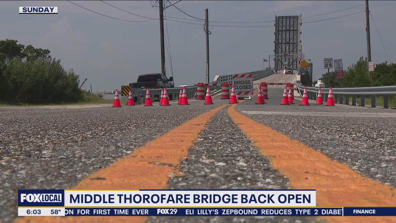 Middle Thorofare Bridge is back open | FOX 29 Philadelphia