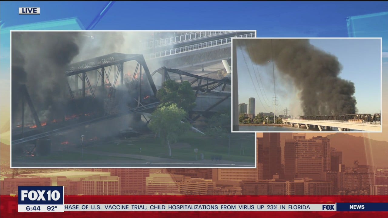 Train derails, bridge partially collapses near Tempe Town Lake | FOX 10 ...