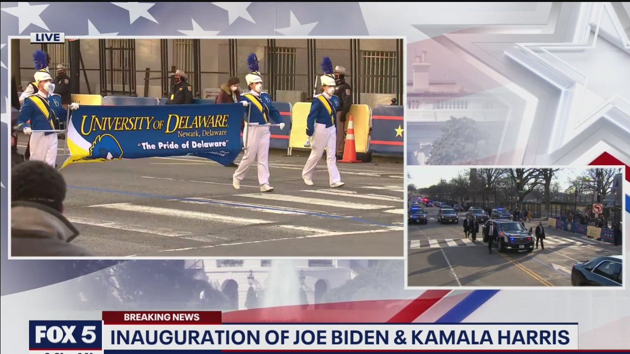 The University of Delaware marching band performs in the inaugural ...