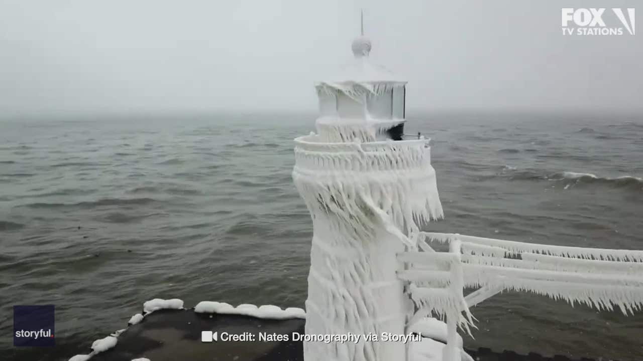 Historic Lake Michigan lighthouses encased in ice | FOX 9 Minneapolis ...
