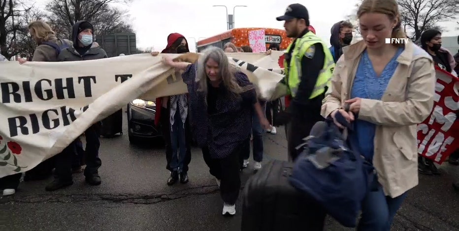 NYC pro-Palestinian protesters block roads near JFK Airport, march ...