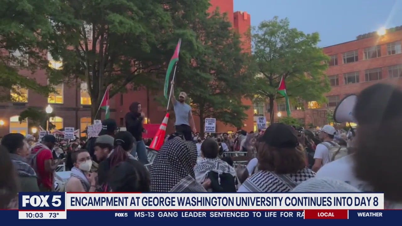 Pro-Palestinian protest at GWU draws attention of far-right members of ...