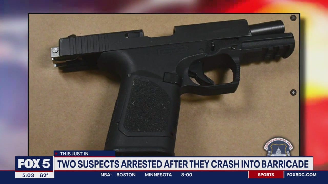 Illegal Guns Seized 2 Suspects Arrested After Crashing Stolen Car Into