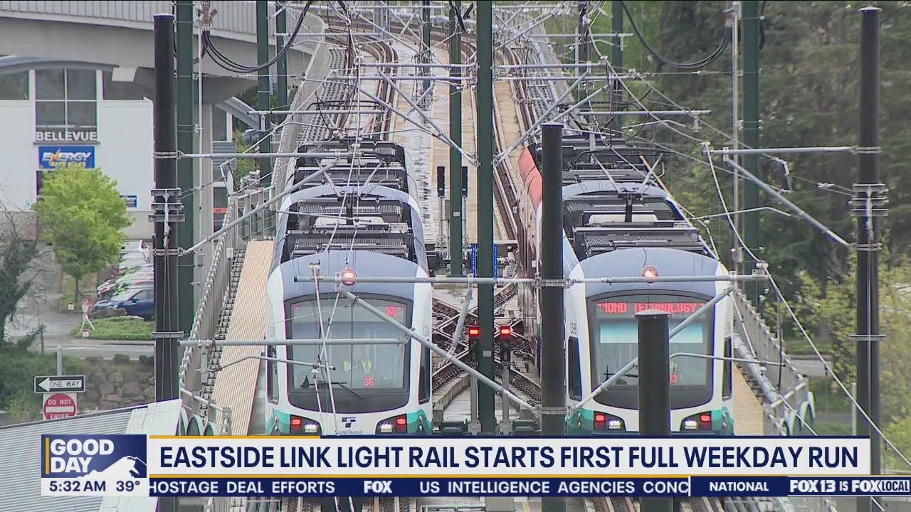 Eastside Link light rail starts first full weekday run | FOX 13 Seattle