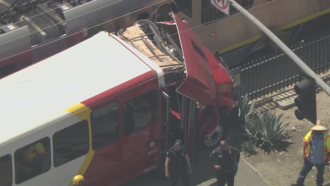 Multiple injuries reported after bus, train crash | FOX 11 Los Angeles