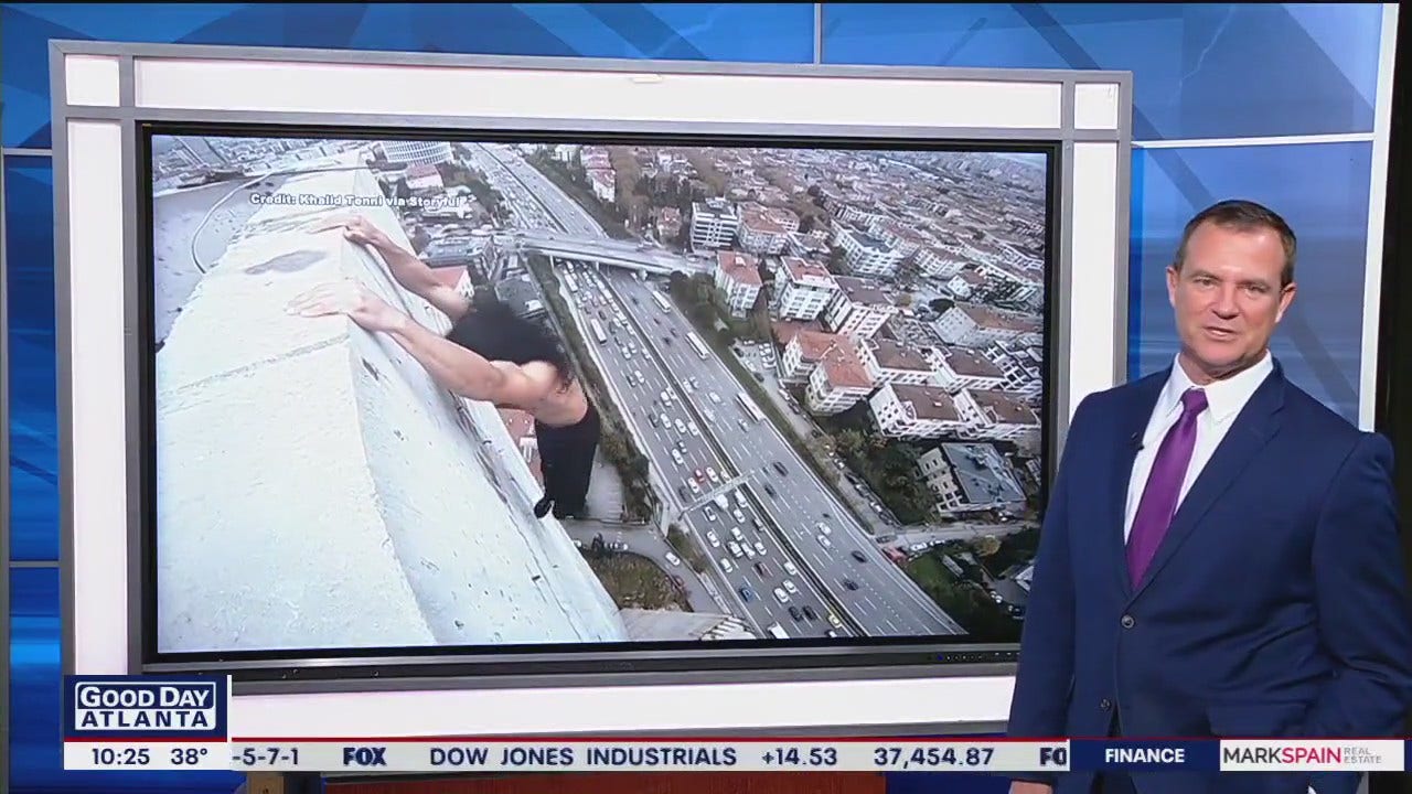 Daredevil works out while hanging off ledge | FOX 5 Atlanta
