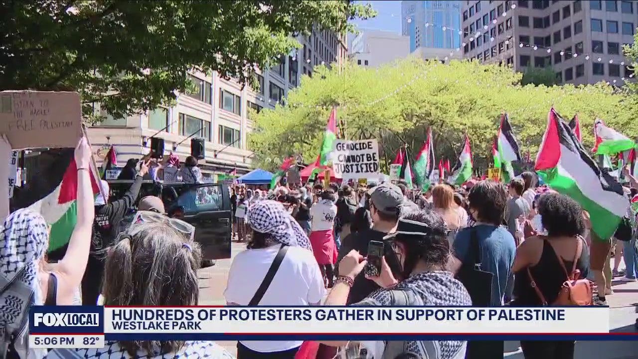 Hundreds of Seattle protesters gather for Palestinian Day of Struggle ...