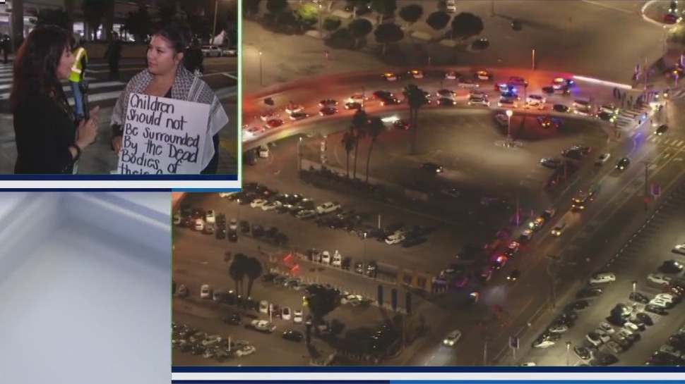 Protesters block LAX traffic to demand ceasefire | FOX 11 Los Angeles