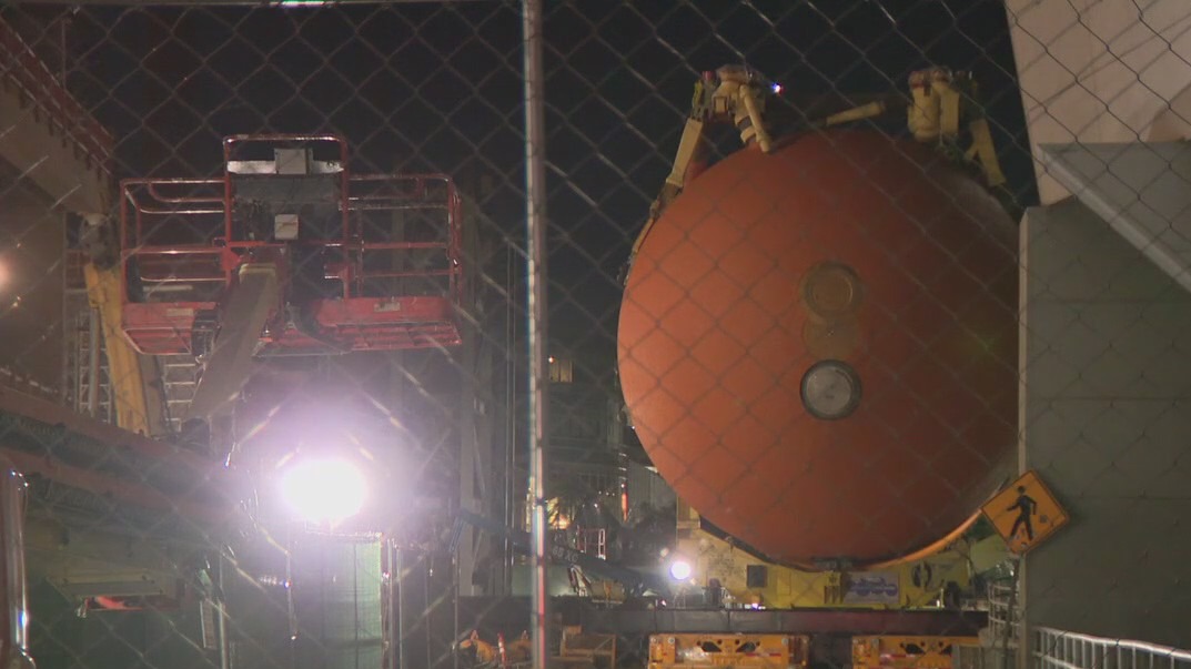Tank positioned for vertical shuttle display | FOX 11 Los Angeles