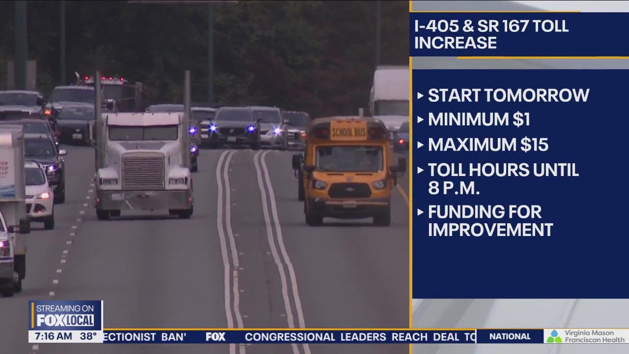 Toll prices increasing in Washington | FOX 13 Seattle