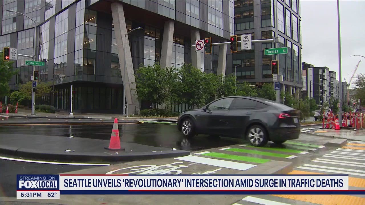 'Protected intersection' installed in Seattle's South Lake Union ...