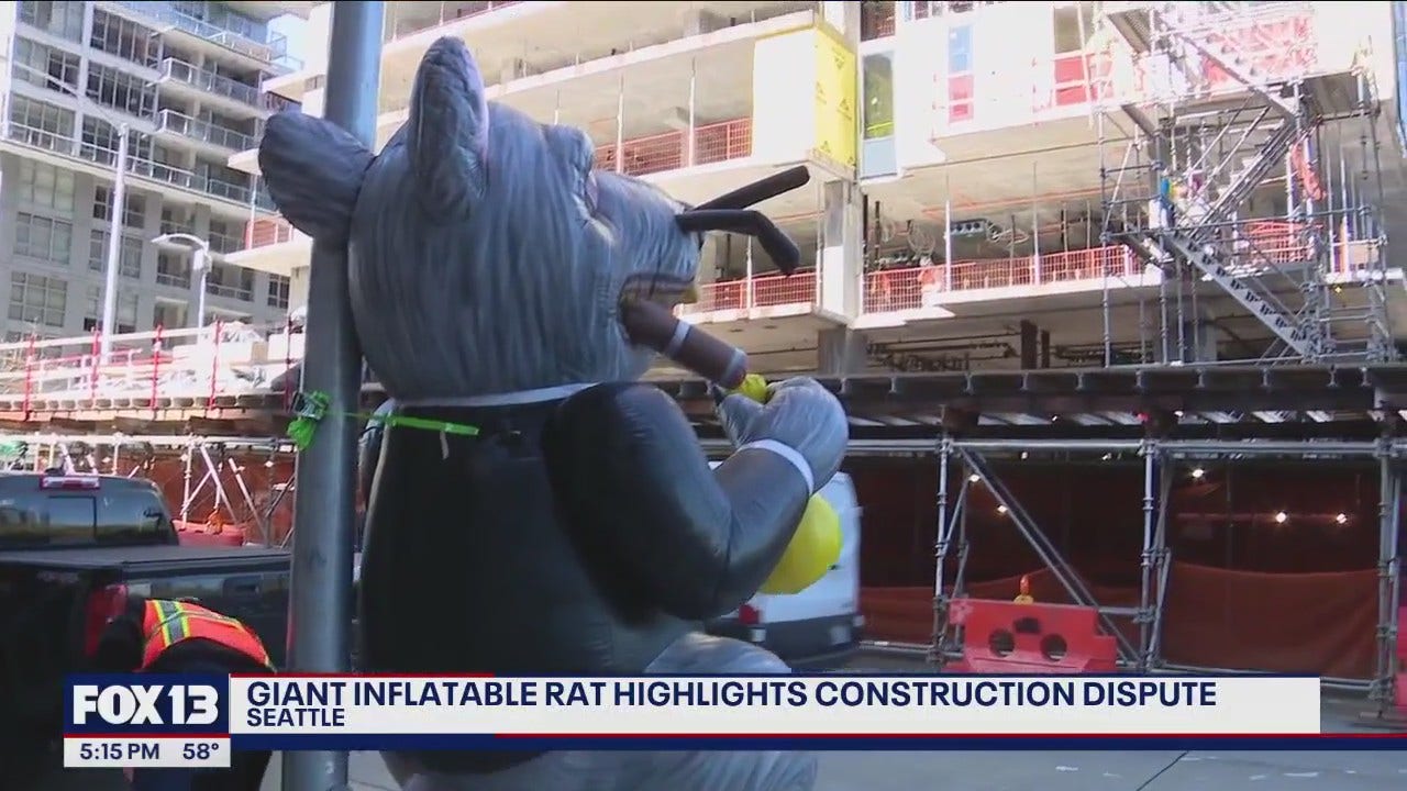 Giant inflatable rat highlights labor dispute in Seattle | FOX 13 Seattle
