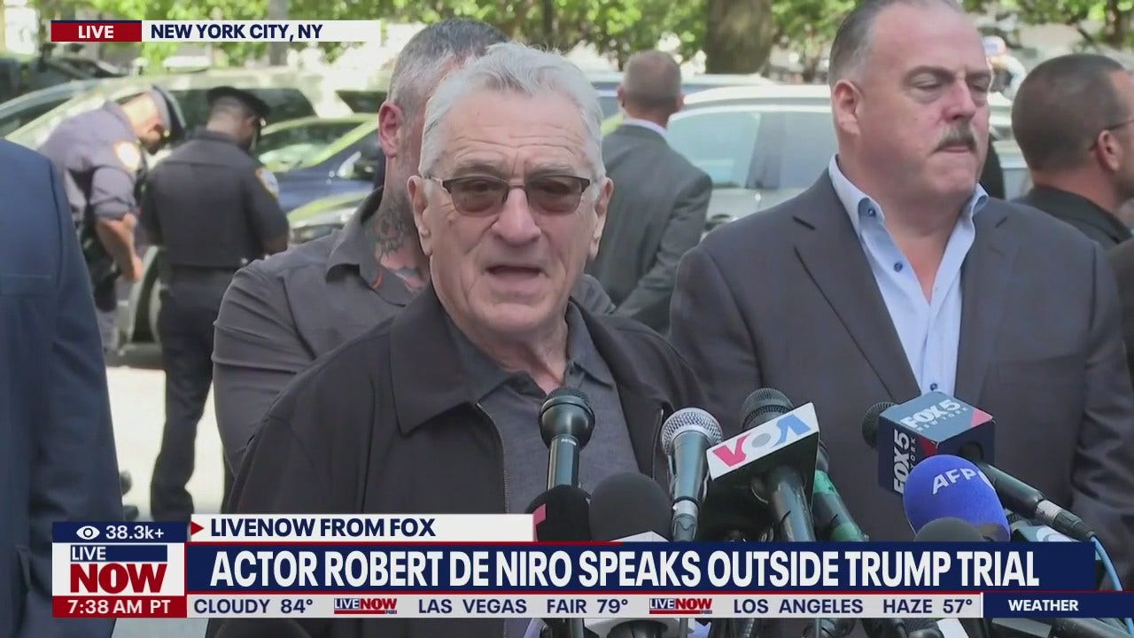 Robert De Niro speaks outside Trump trial | LiveNOW from FOX