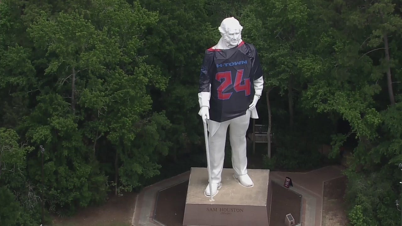 New Texans jersey put on Sam Houston statue | FOX 26 Houston