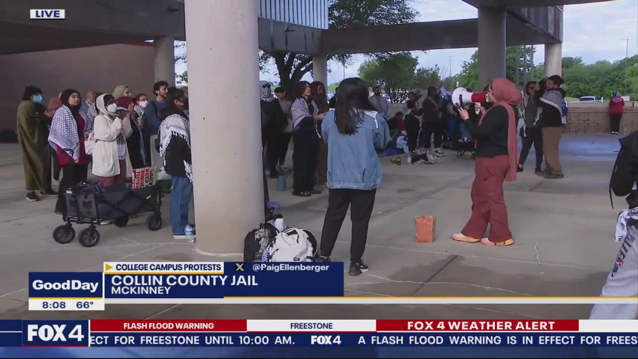 Pro-Palestinian group rallies outside Collin Co. jail | FOX 4 Dallas ...