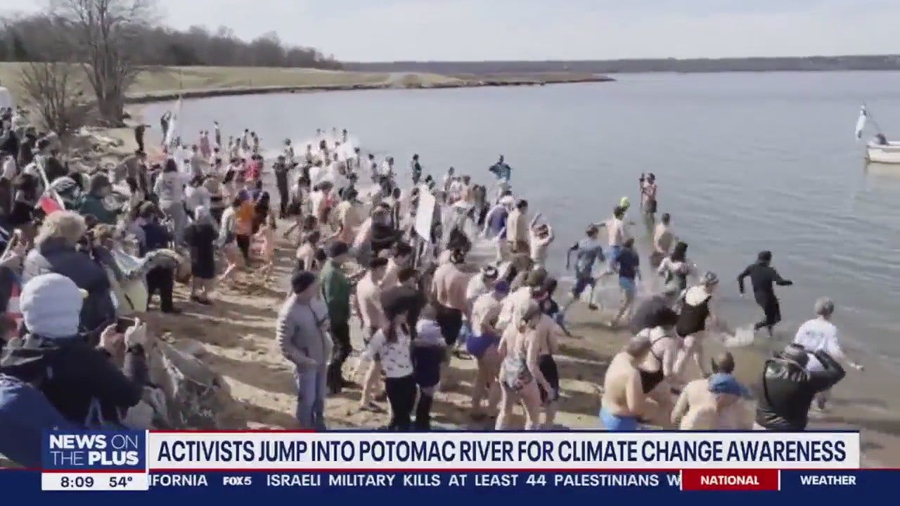 Hundreds jump into the Potomac River to raise awareness about climate ...