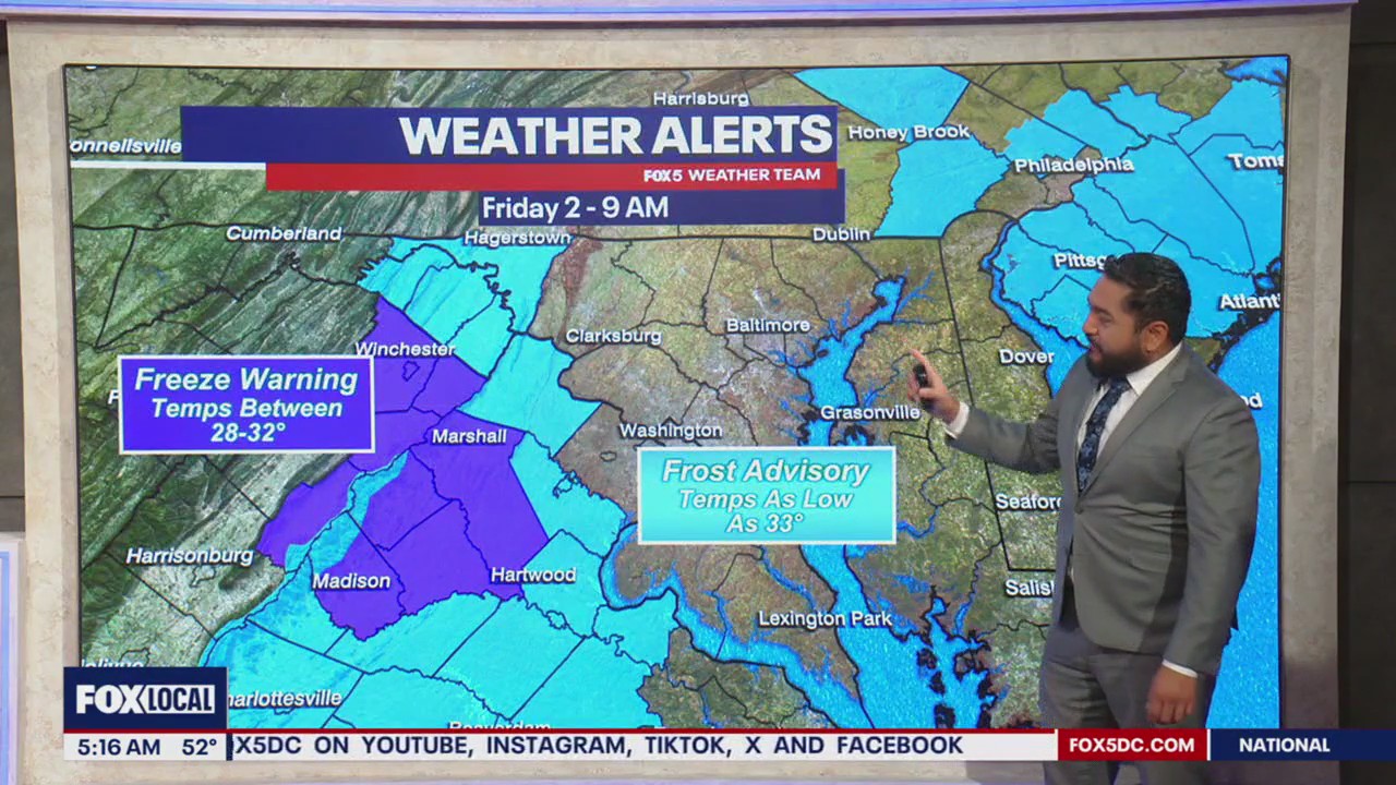 Freeze Warnings, Frost Advisories issued for parts of MD & VA | FOX 5 DC