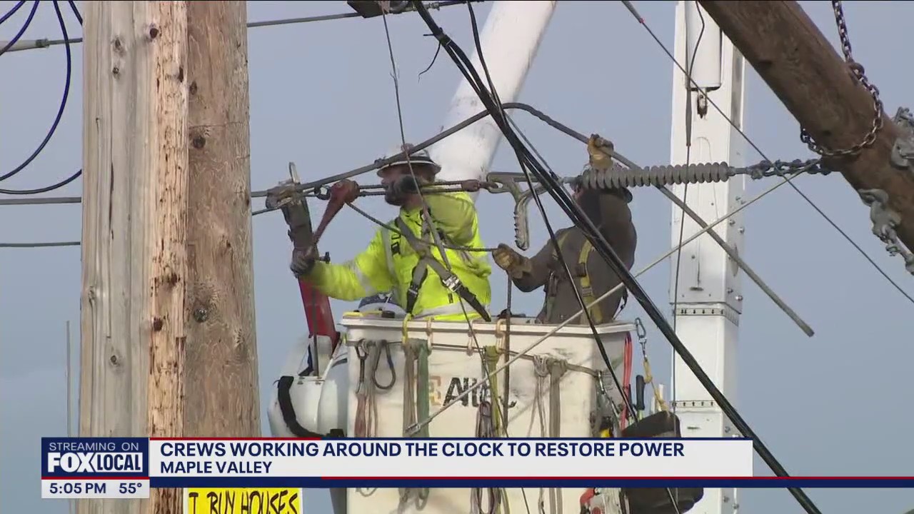 Puget Sound Energy crews work around the clock to restore power | FOX ...