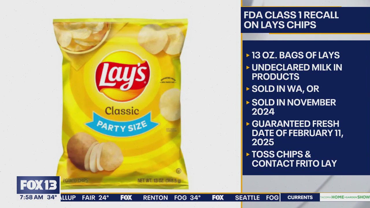 Lay's chips recalled in WA, OR for high risk levels: FDA | FOX 13 Seattle