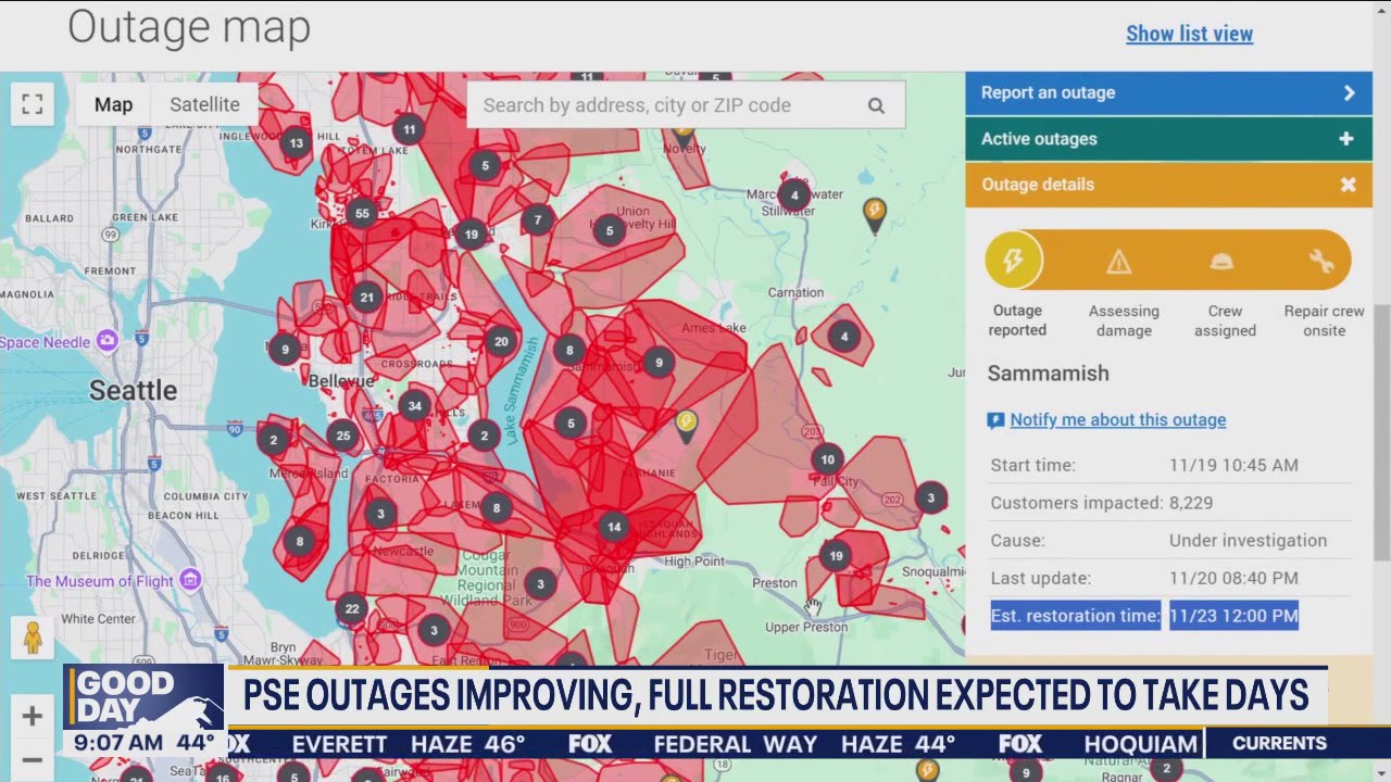 PSE Outages: Full restoration in WA could take days | FOX 13 Seattle