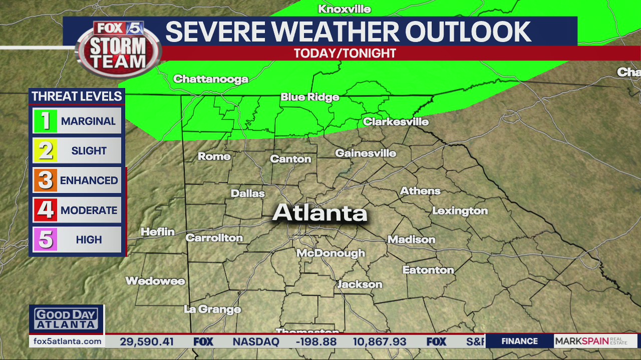 Severe weather outlook: Storms pose Level 1 threat to North Georgia ...