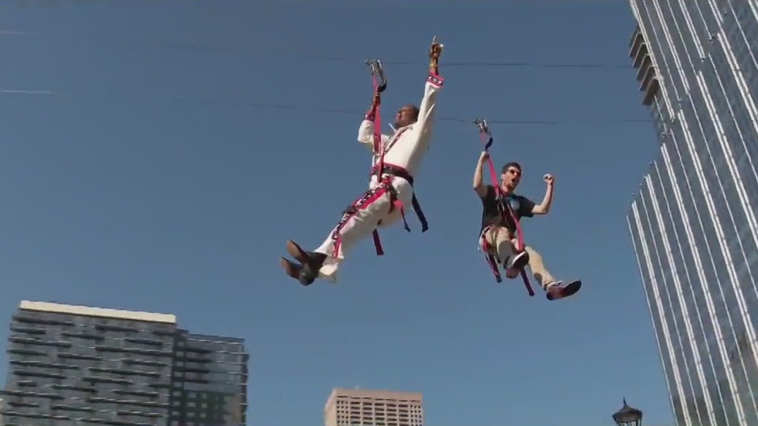 Mayor Frey, Fancy Ray zip line for Taste of MN | FOX 9 Minneapolis-St. Paul