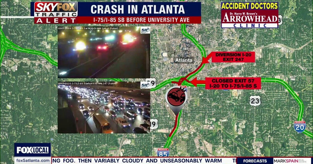 Serious crash on I-75/I-85SB on Friday morning | FOX 5 Atlanta