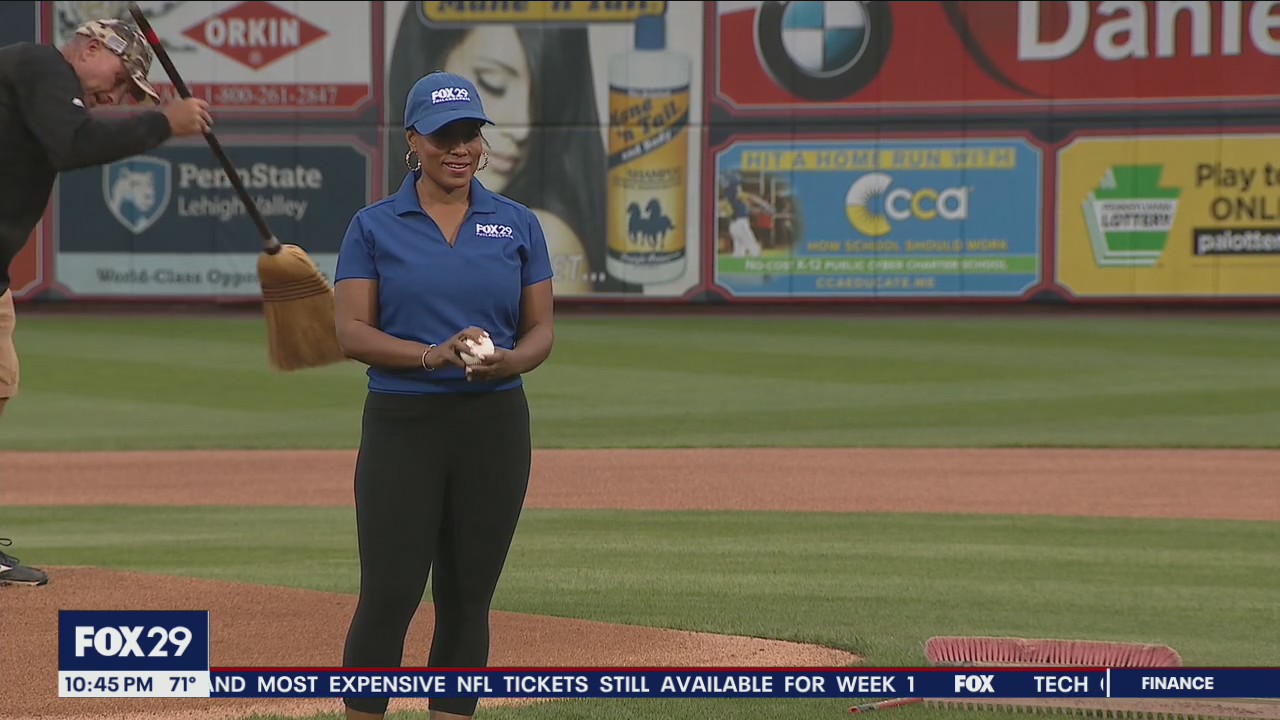 Shiba Russell throws out first pitch at Lehigh Valley Iron Pigs game ...