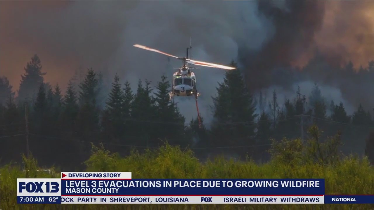 Level 3 evacuations in place due to Mason County wildfire | FOX 13 Seattle