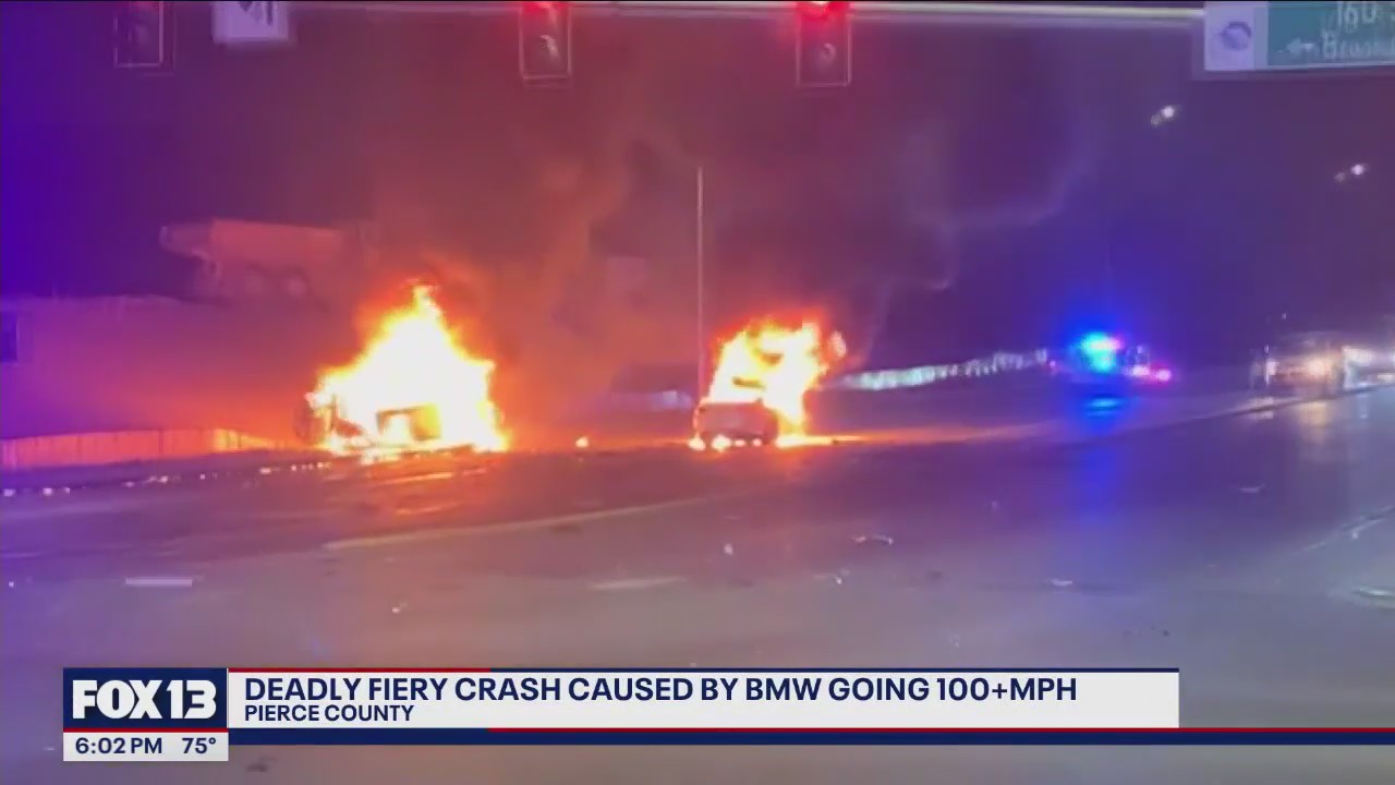 Fiery, deadly Pierce County crash caused by BMW going 100+ mph | FOX 13 ...