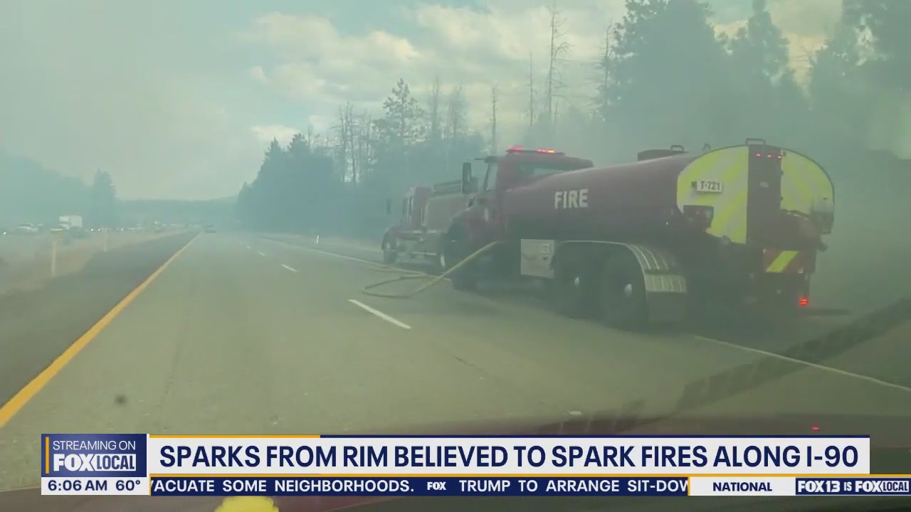 Sparks from rim believed to have caused I-90 fires that shut down 30 ...