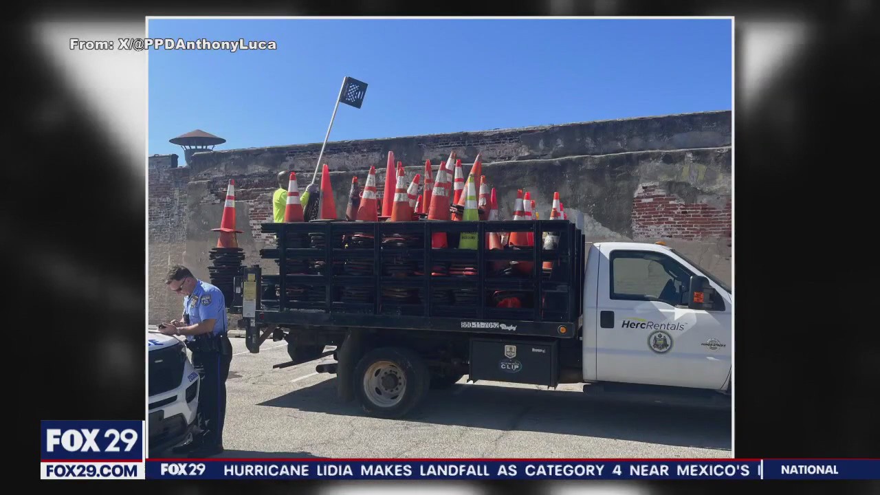 Philly police roundup over 1000 traffic cones to stop people from ...
