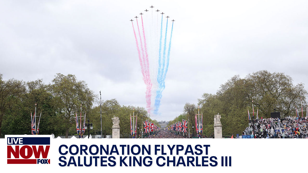 Coronation flypast: Royal Air Force's Red Arrows salute King Charles ...