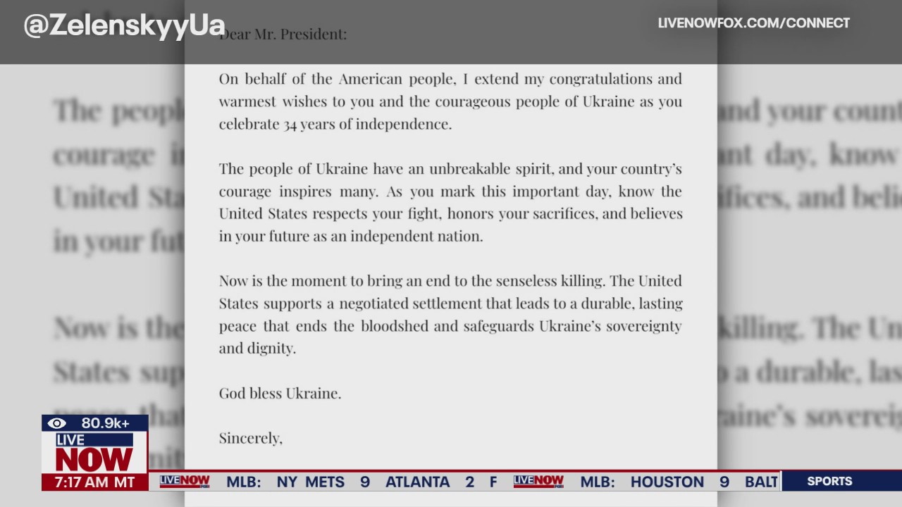 POTUS sends letter to Ukraine on Independence Day | LiveNOW from FOX