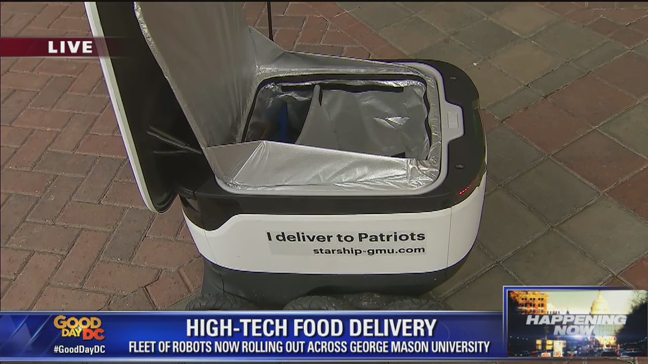 High-tech food delivery robots rolling out across George Mason ...
