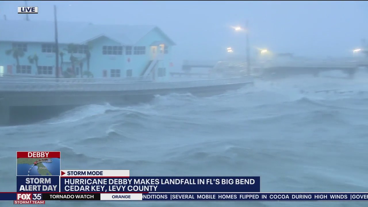Hurricane Debby makes landfall not far from Cedar Key | FOX 35 Orlando