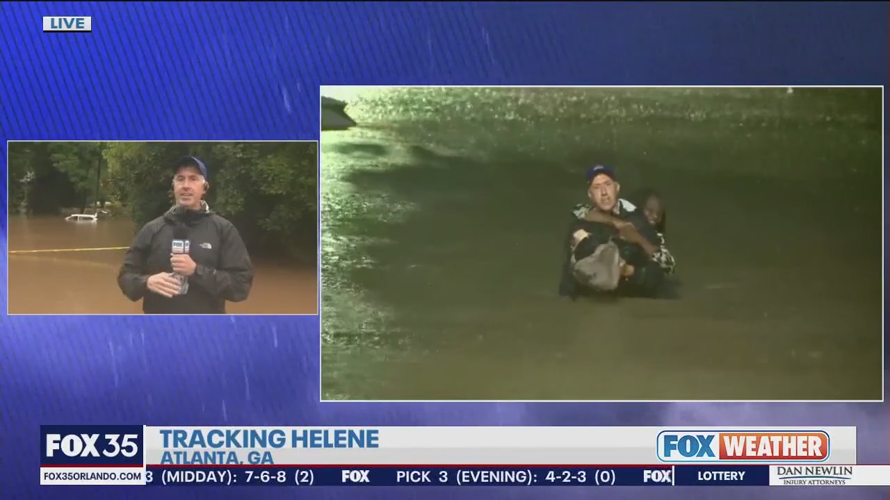 FOX Weather reporter helps woman trapped in Helene floodwaters | FOX 35 ...